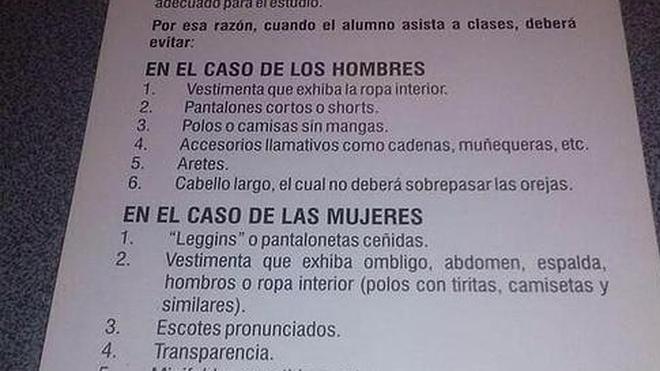 "Prohibido llevar escotes, ropa apretada o pantalones cortos", la ...